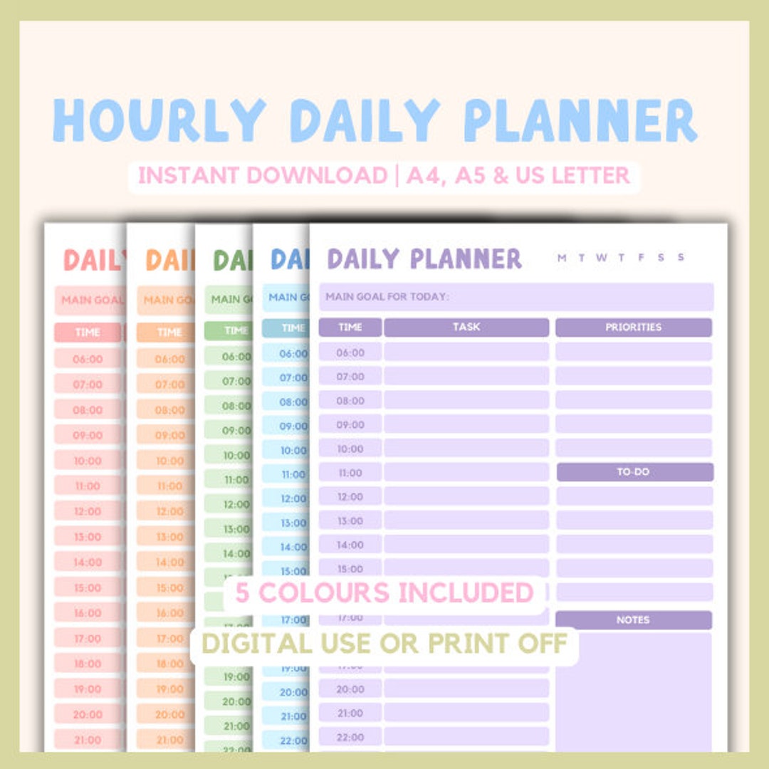 Hourly Daily Planner 2024 Schedule, 24 Hour Planner, to Do List ...