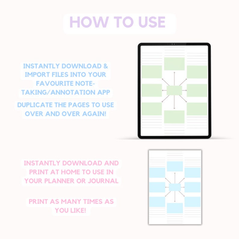 Mind Map Template Study Bundle, Printable Mindmap Planner, Student Note ...
