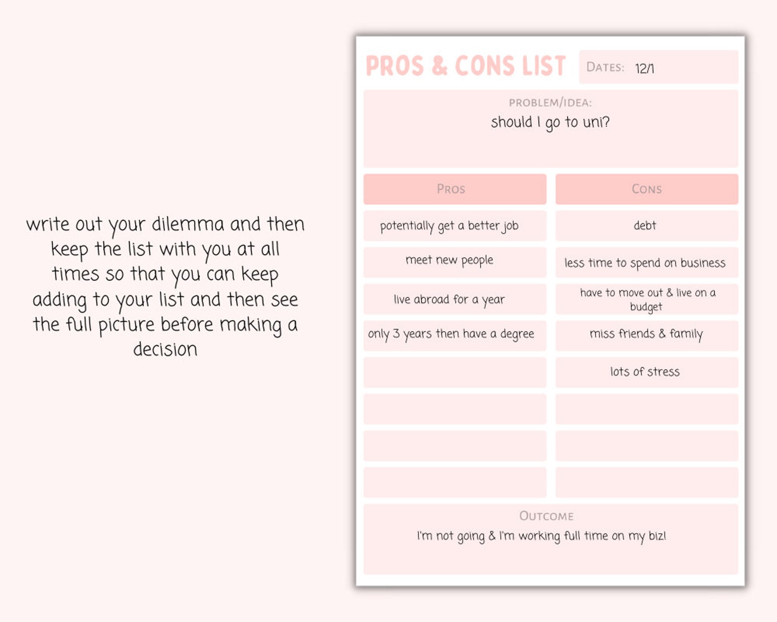 Pros Cons List Life Planner PDF 2023 Pros and Cons Problem Solving ...