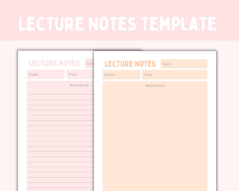 Study Lecture Notes Template Digital Revision Study Template Printable ...