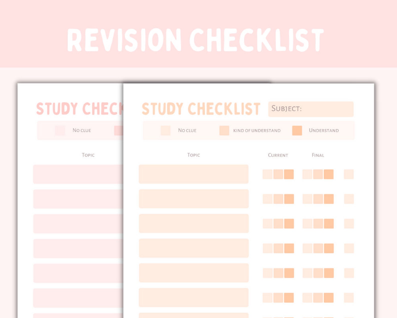 Revision Study Checklist Revision Printable Planner Tracker Digital ...