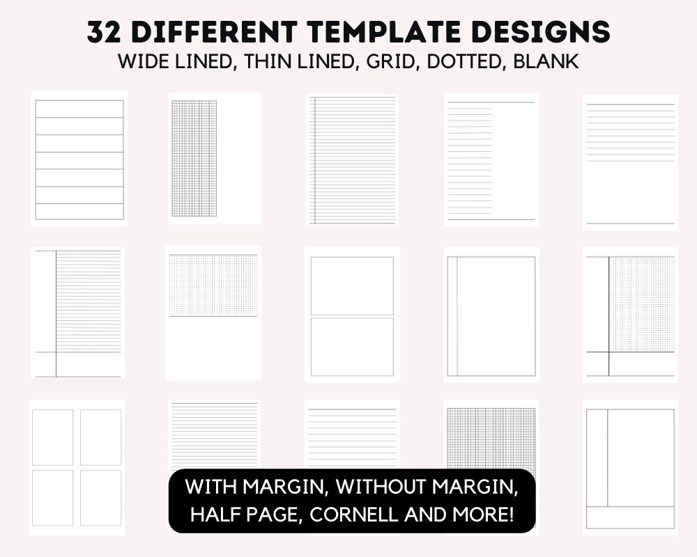 Aesthetic Note Taking Template, Digital Notepaper for Goodnotes ...