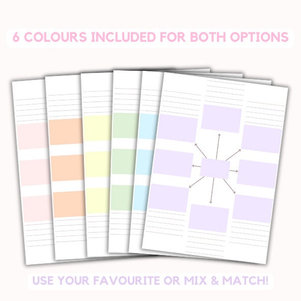 Mind Map Template Study Bundle, Printable Mindmap Planner, Student Note ...