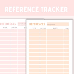 Student Printable Reference Tracker Assignment Essay Tracker Planner ...