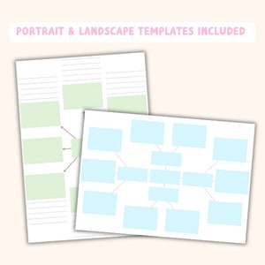 Mind Map Template Study Bundle, Printable Mindmap Planner, Student Note ...