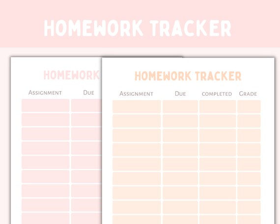 Homework Assignment Tracker Printable Digital Study Planner - Etsy
