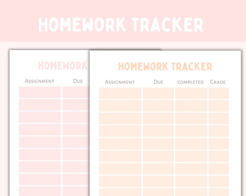 Homework Assignment Tracker Printable Digital Study Planner Goodnotes ...
