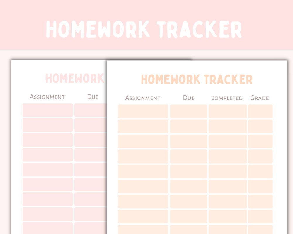Homework Assignment Tracker Printable Digital Study Planner Goodnotes ...