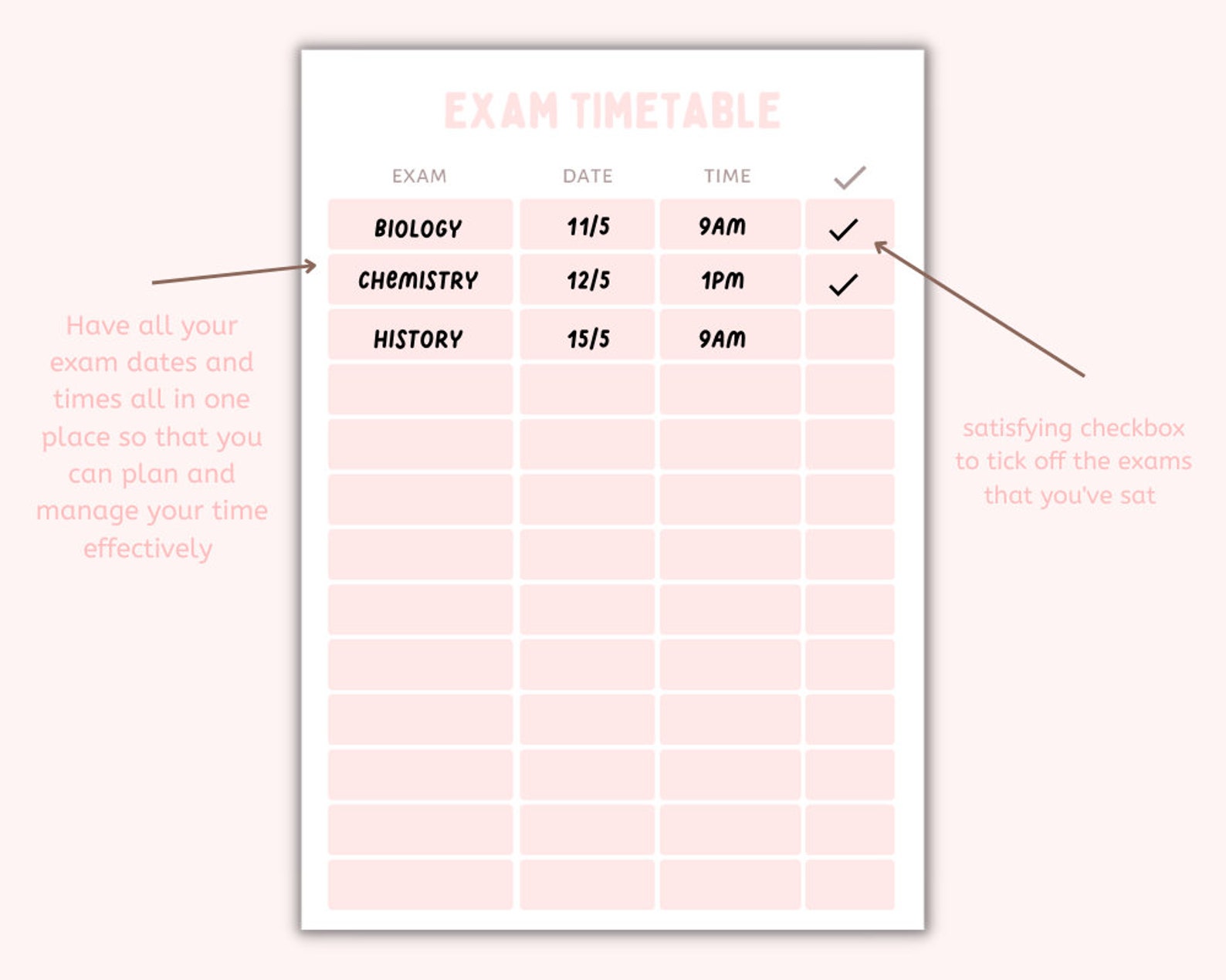 Exam Season Timetable Planner Printable Template Study PDF Printable ...