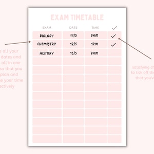 Exam Season Timetable Planner Printable Template Study PDF Printable ...
