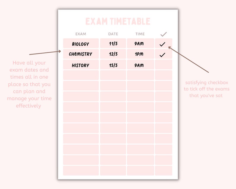 Exam Season Timetable Planner Printable Template Study PDF Printable ...