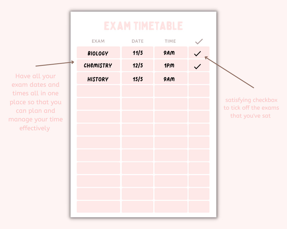 Exam Season Timetable Planner Printable Template Study PDF Printable ...