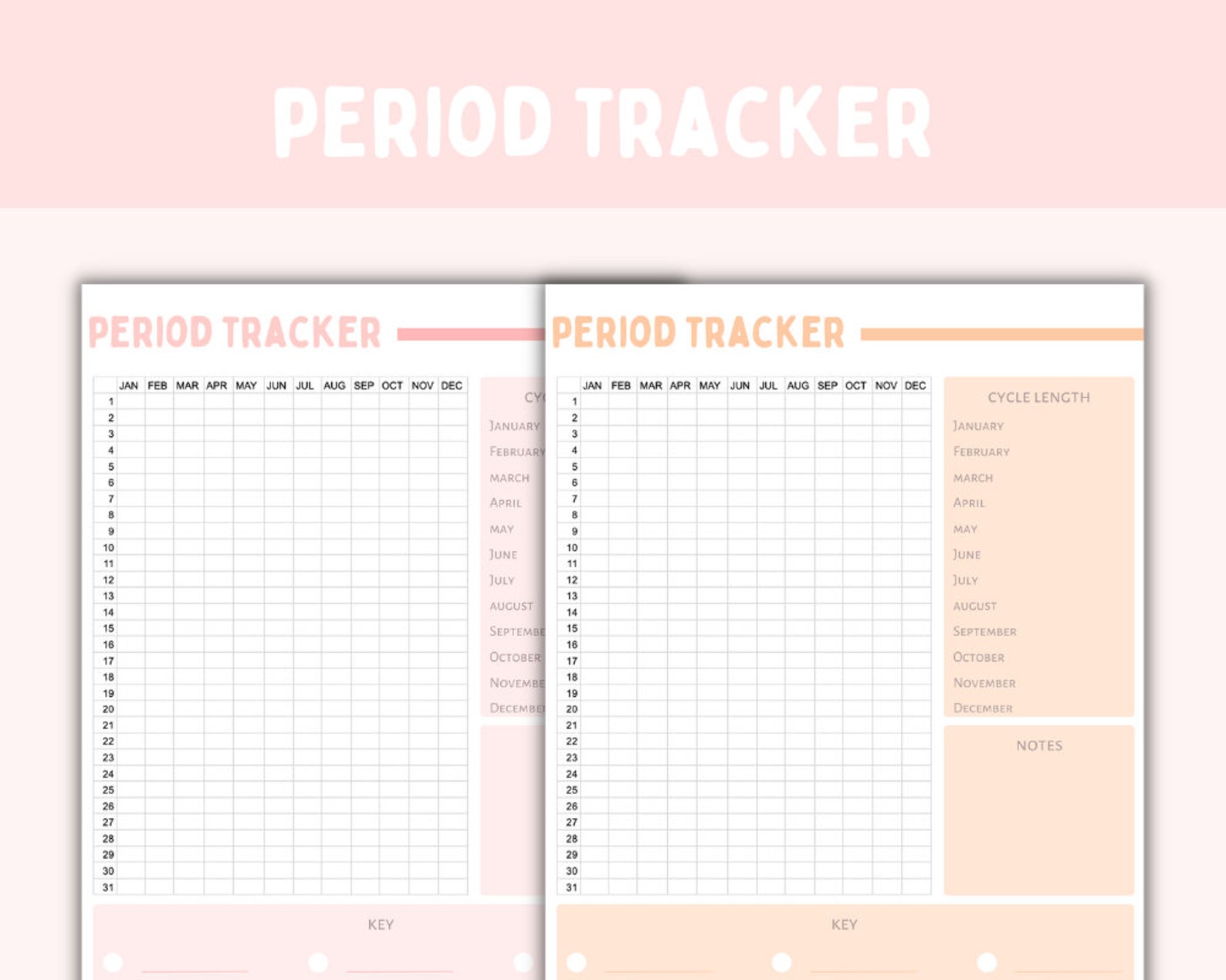Period Tracker Printable Digital Monthly Cycle Tracker Template ...