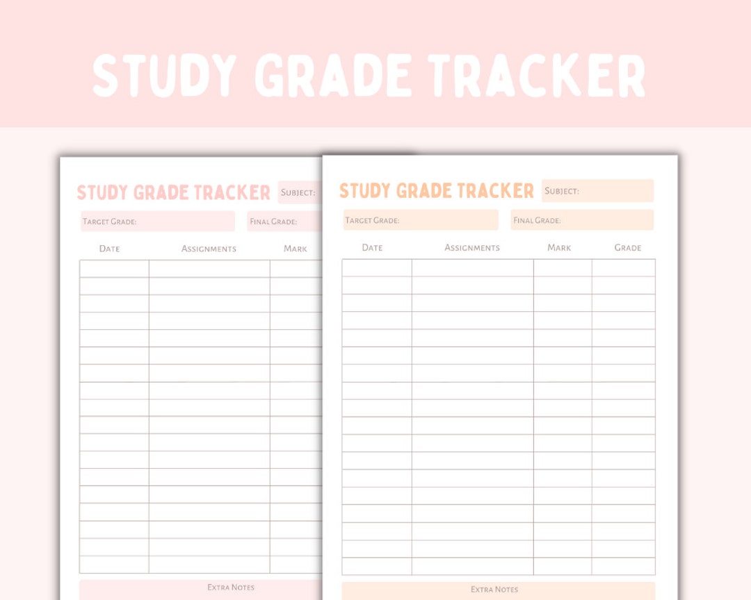 Study Grade Tracker Printable Study Template PDF Digital Study ...