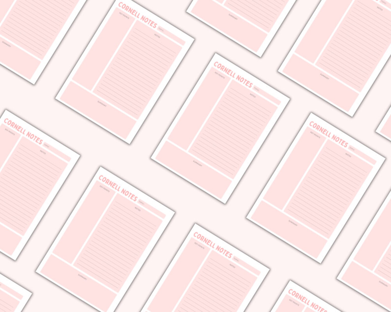 Cornell Notes Study Template Revision Summary Notes Printable - Etsy