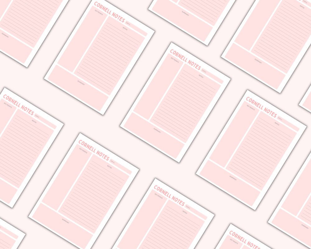 Cornell Notes Study Template Revision Summary Notes Printable - Etsy