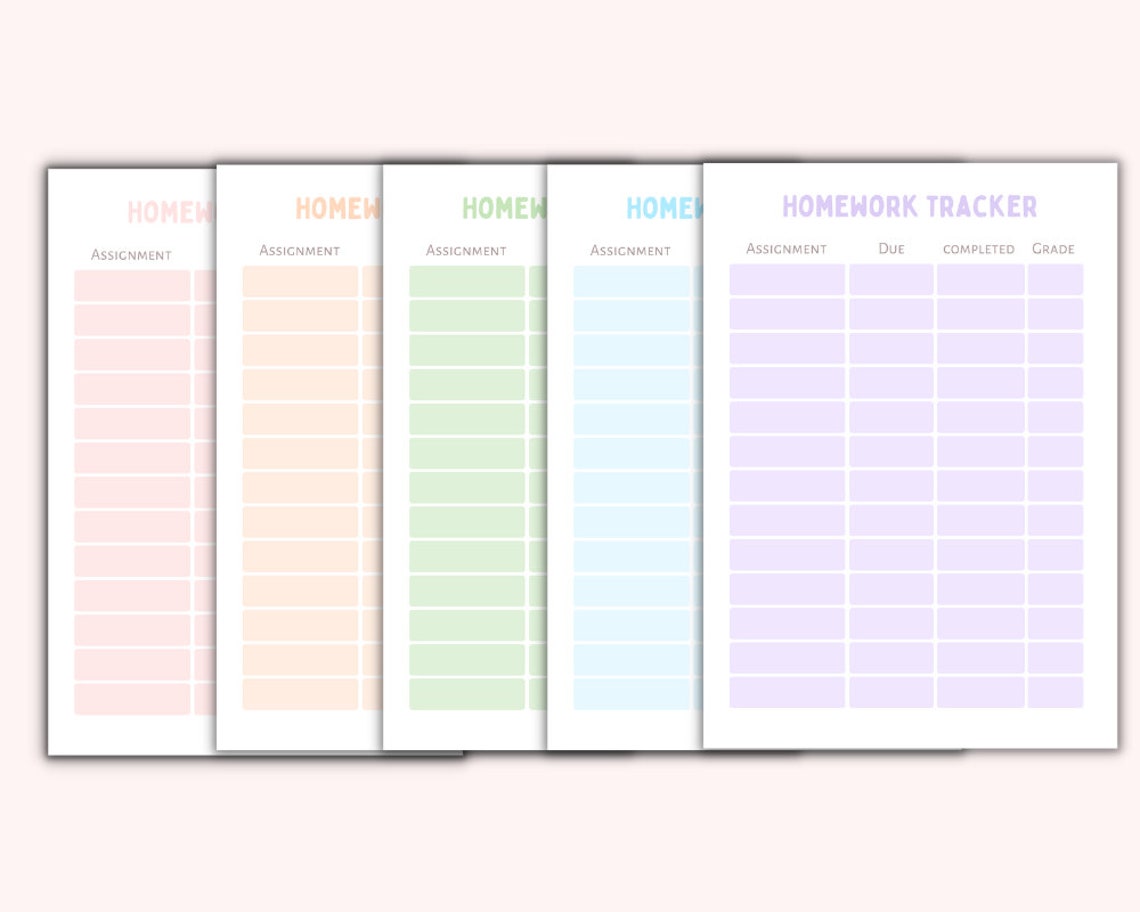 Homework Assignment Tracker Printable Digital Study Planner Goodnotes ...