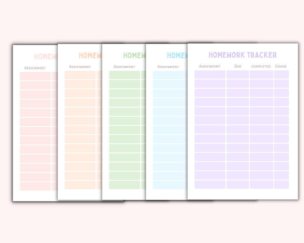 Homework Assignment Tracker Printable Digital Study Planner Goodnotes ...