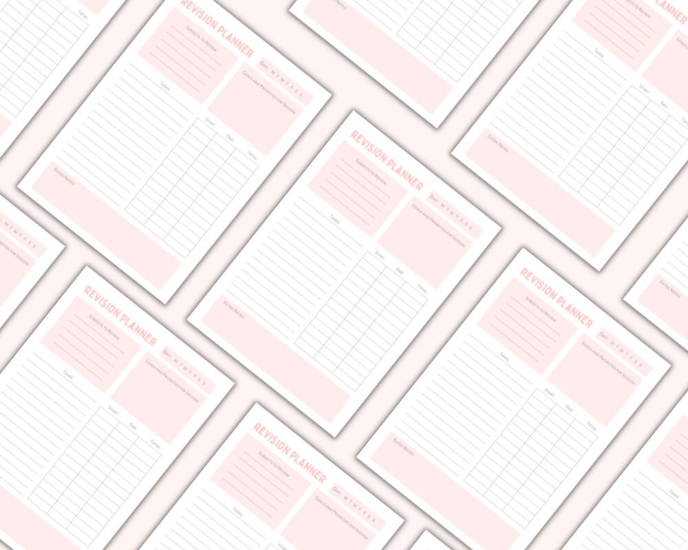 Revision Session Planner Timetable Printable Study Template Revision ...