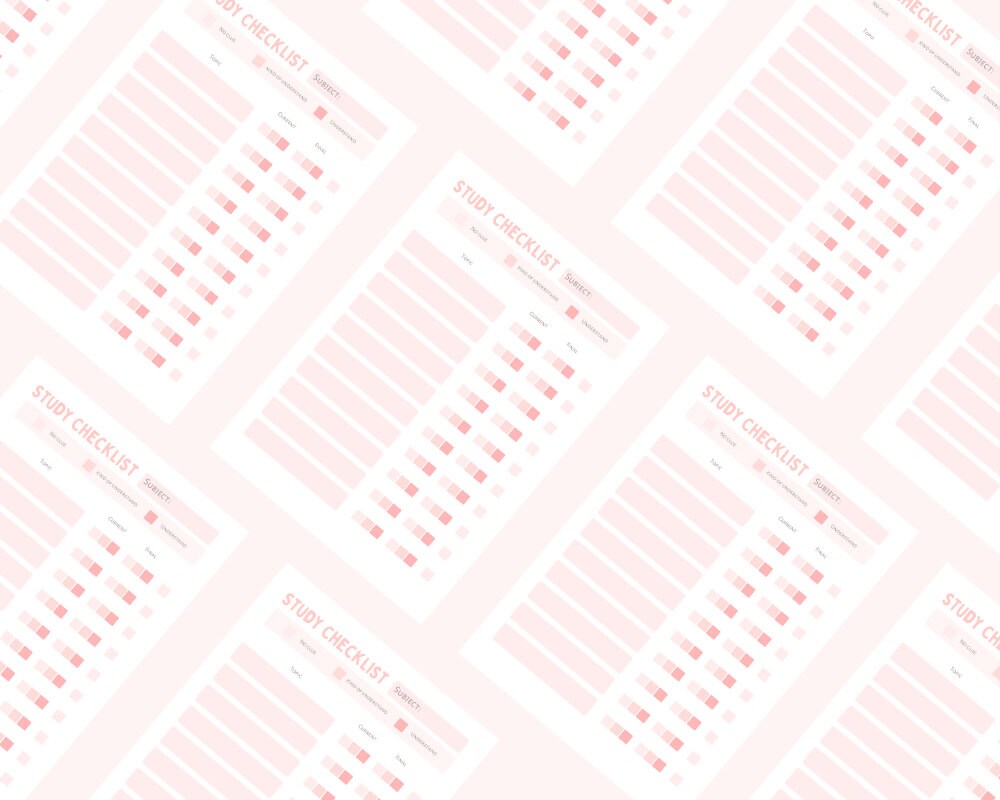 Revision Study Checklist Revision Printable Planner Tracker Digital ...