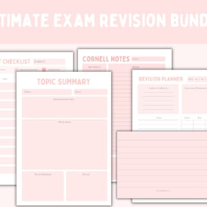 Exam Revision Printable Template Bundle Digital Study Resources ...