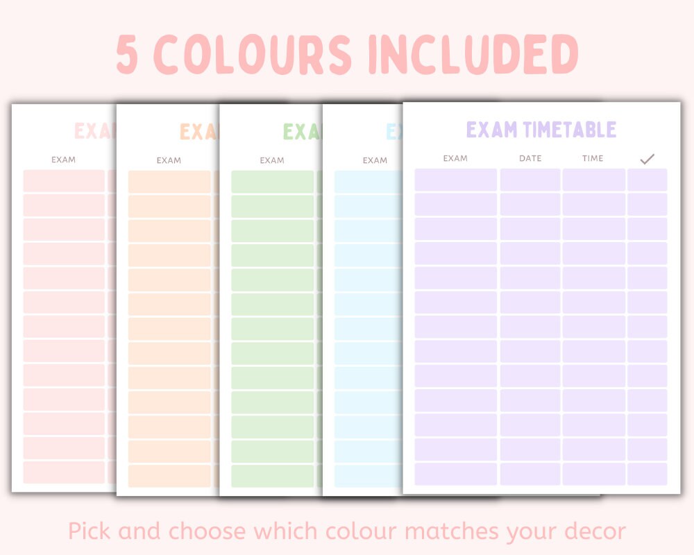 Exam Season Timetable Planner Printable Template Study PDF Printable ...