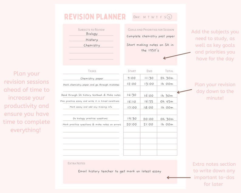 Exam Revision Printable Template Bundle Digital Study Resources ...