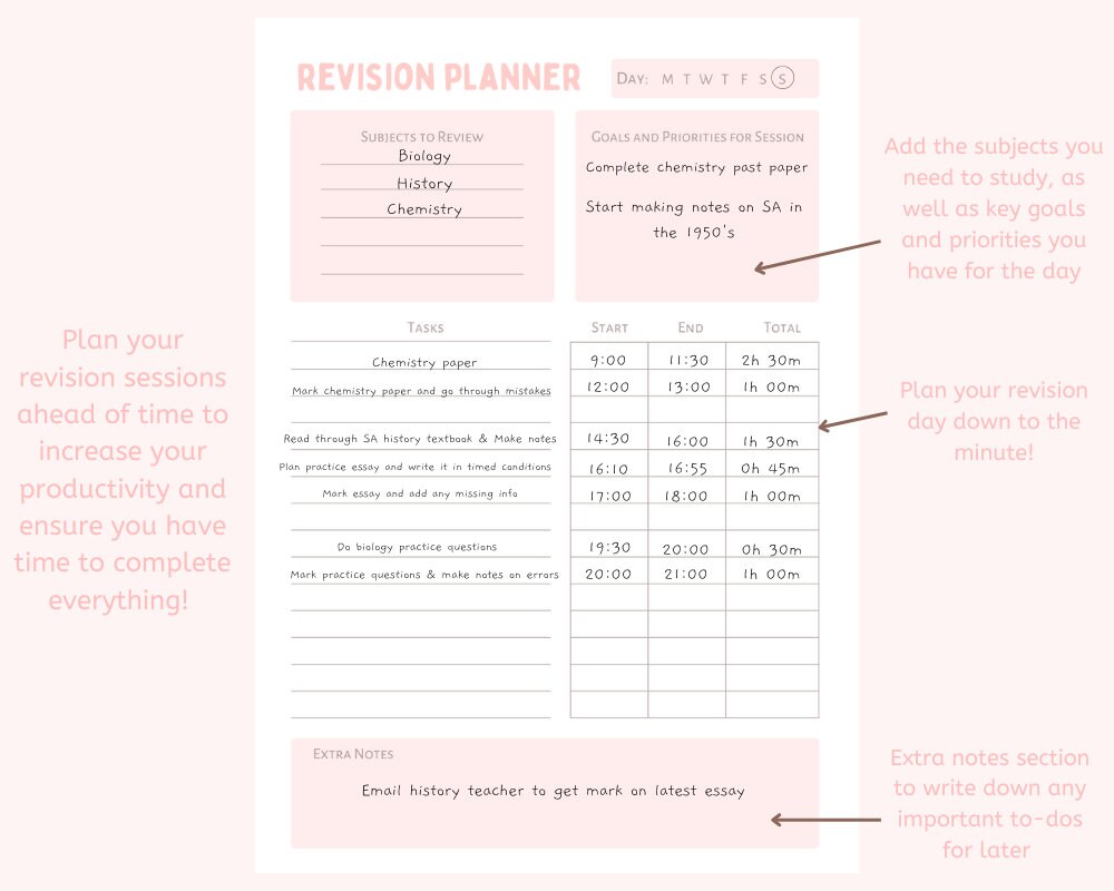 Exam Revision Printable Template Bundle Digital Study Resources ...
