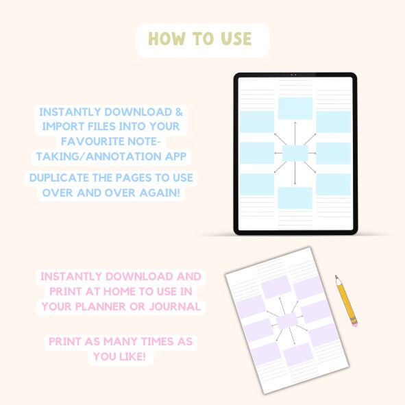 Mind Map Template Study Bundle, Printable Mindmap Planner, Student Note ...