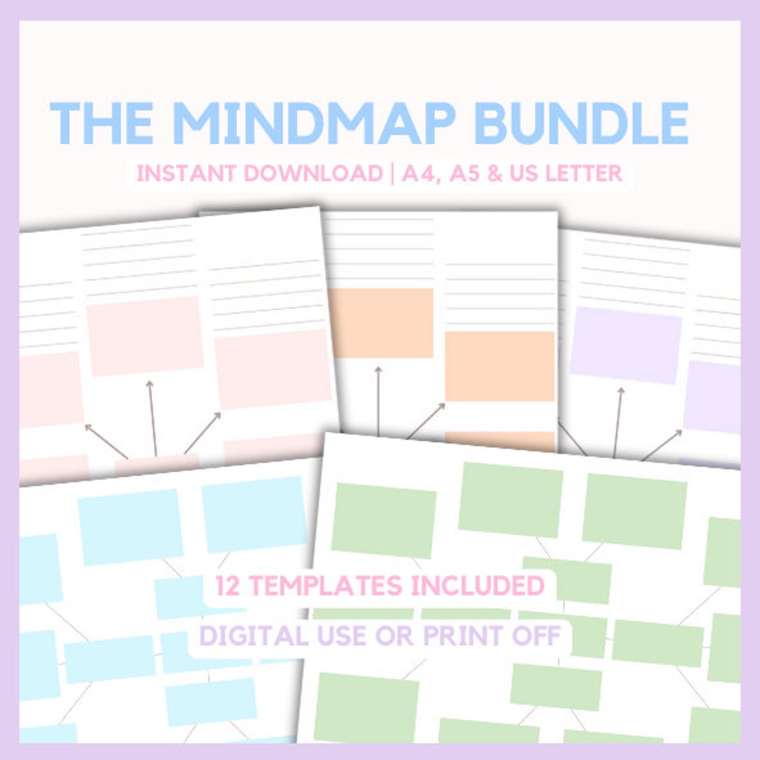 Mind Map Template Study Bundle Printable Mindmap Planner Student Note