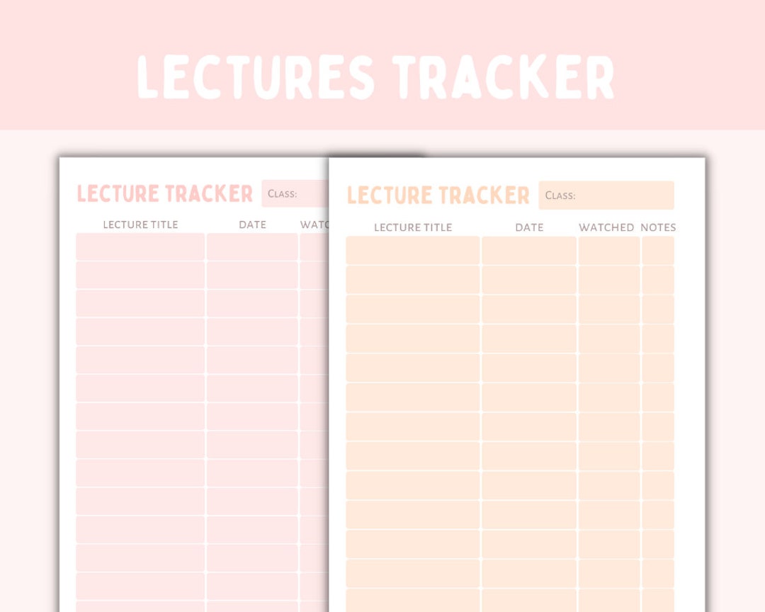 Online Lecture Tracker Study Template Digital Study Resources Printable ...