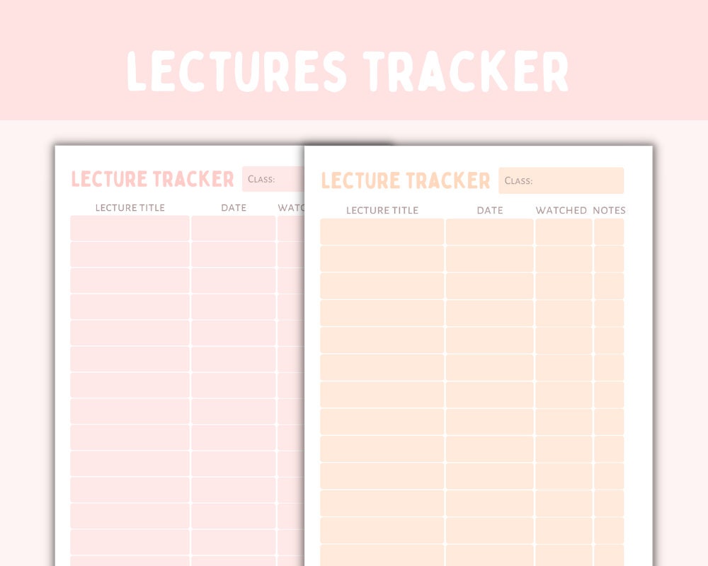 Online Lecture Tracker Study Template Digital Study Resources Printable ...