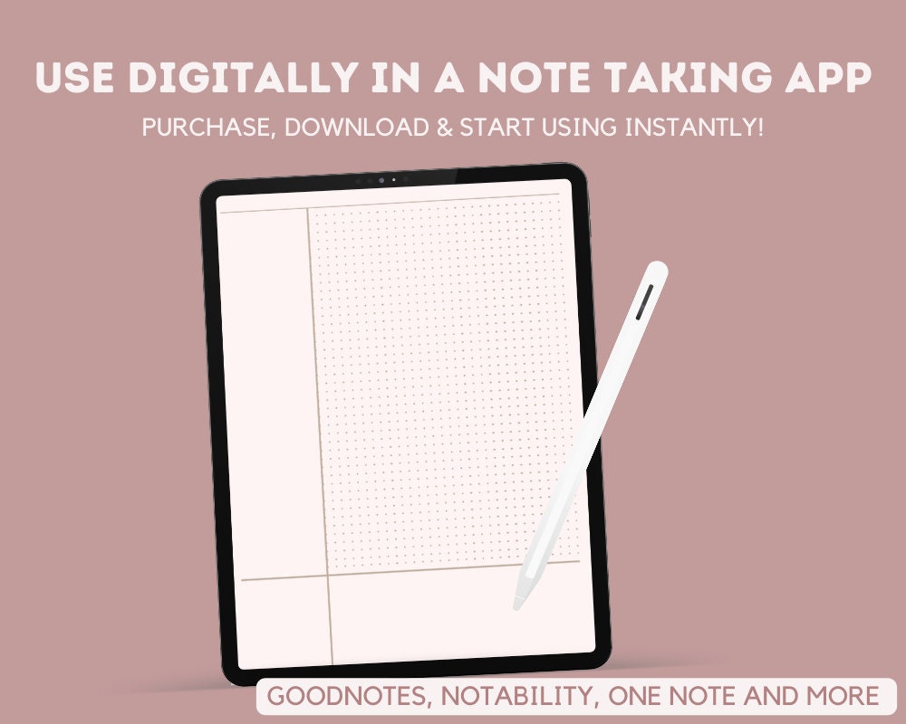 Aesthetic Note Taking Template, Digital Notepaper for Goodnotes ...