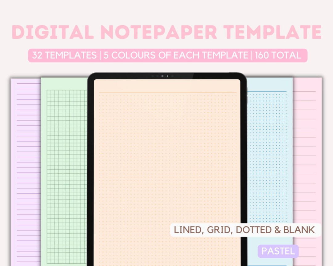 Pastel Kawaii Note Taking Template, Digital Notepaper for Goodnotes ...