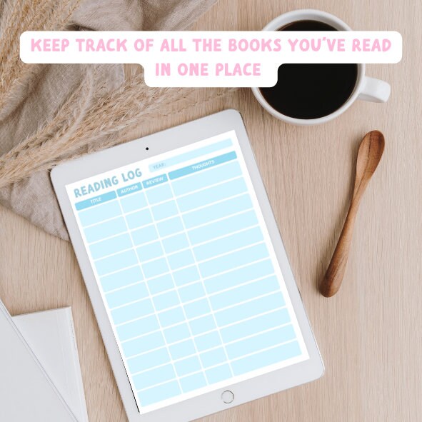 Reading Log Planner Printable, Digital Book Review Template, Novel ...
