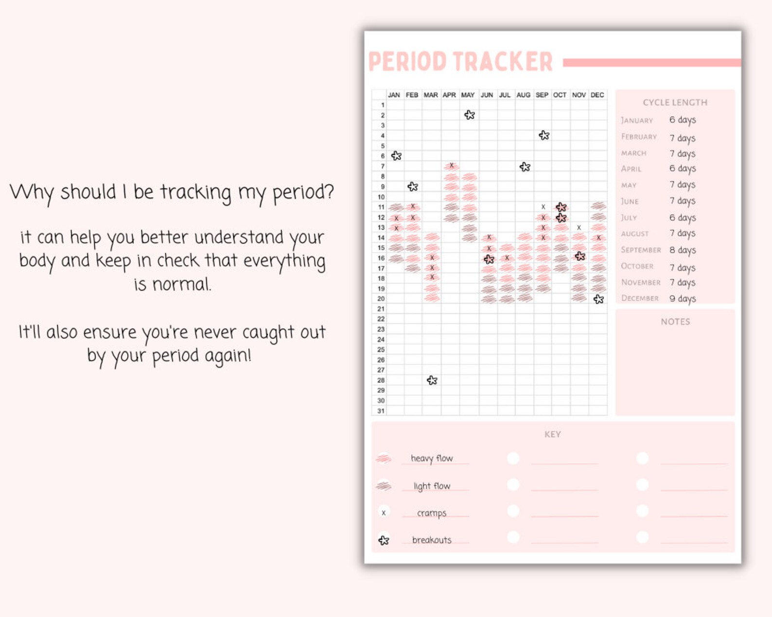 Period Tracker Printable Digital Monthly Cycle Tracker Template ...