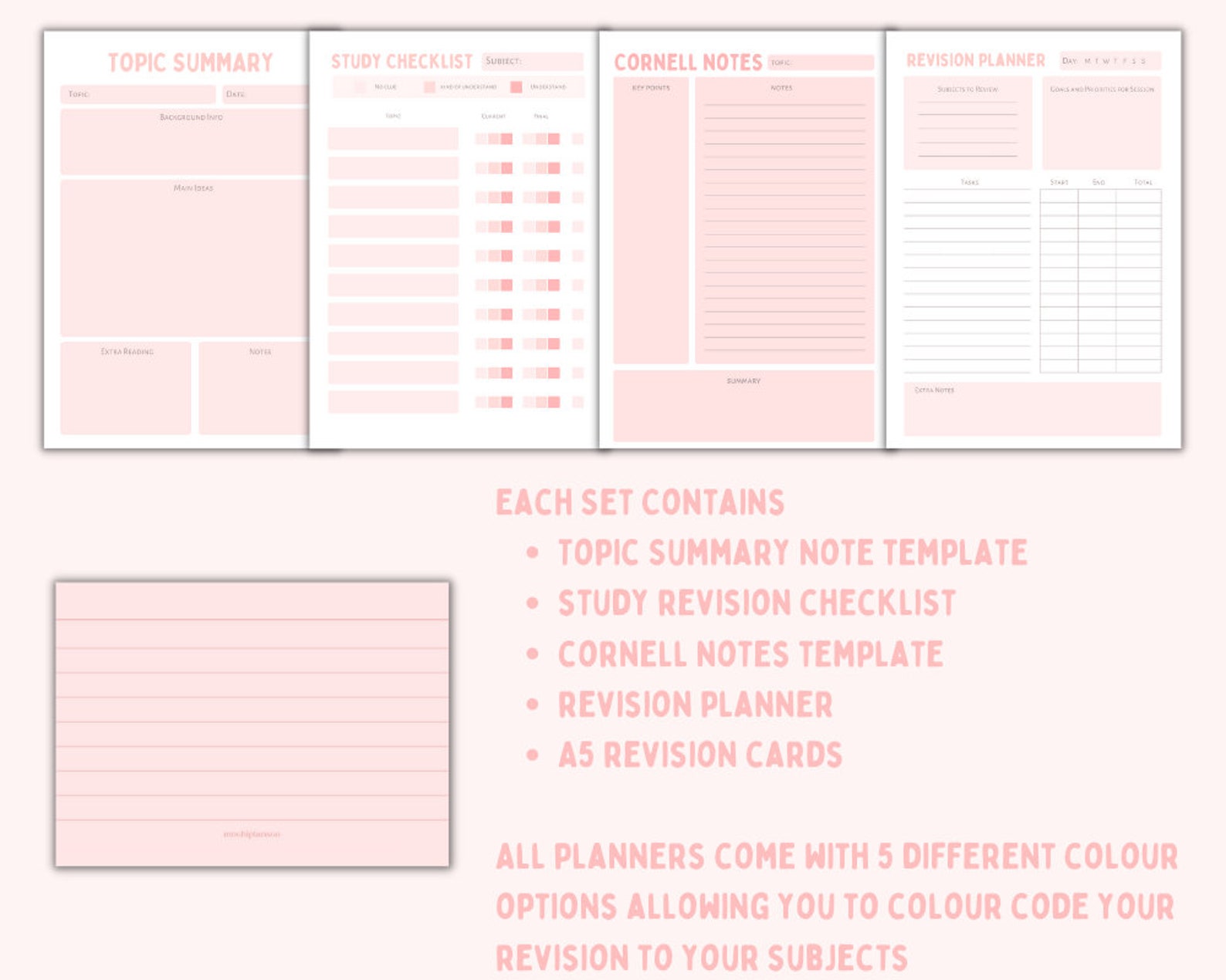 Exam Revision Printable Template Bundle Digital Study Resources ...
