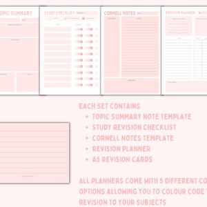 Exam Revision Printable Template Bundle Digital Study Resources ...