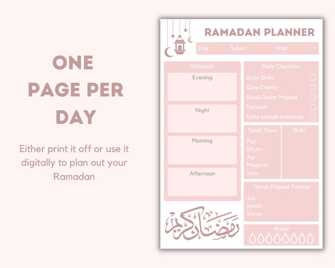 Ramadan Daily Journal Printable Digital Ramadan 2024 Planner Muslim ...
