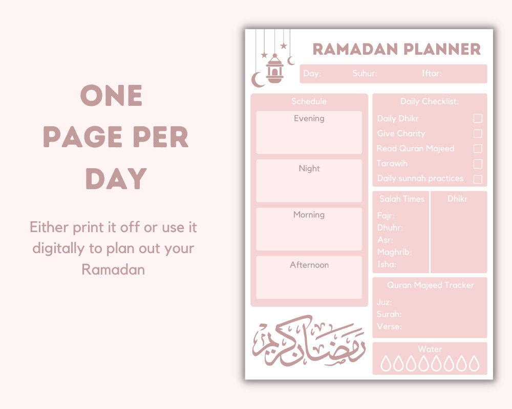 Ramadan Daily Journal Printable Digital Ramadan 2024 Planner Muslim ...
