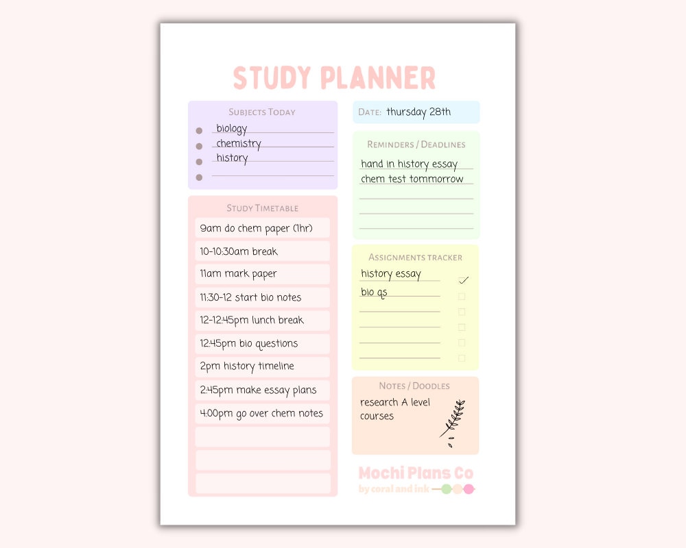 Study Planner Printable Student Daily Goodnotes Planner Template ...