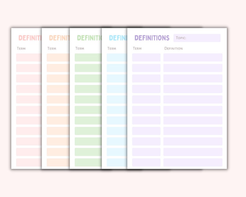 Terms & Definitions Study Printable Revision Notes Printable Digital ...
