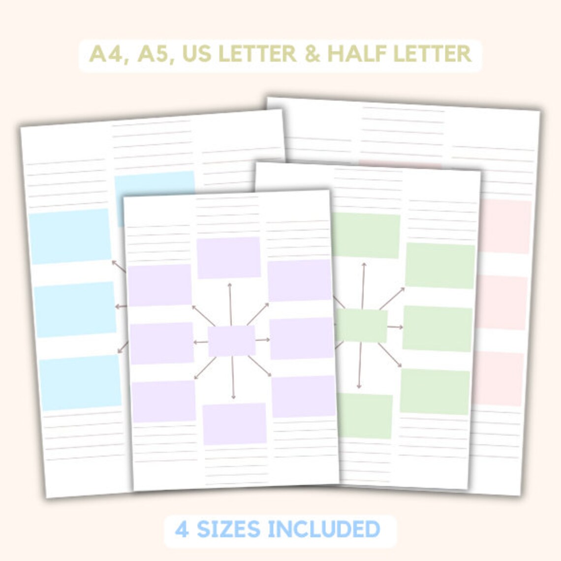 Mind Map Template Study Bundle, Printable Mindmap Planner, Student Note ...