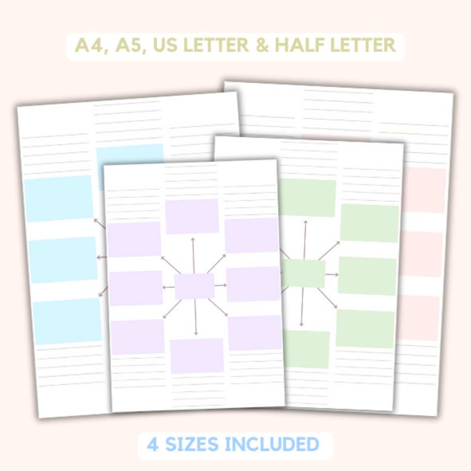 Mind Map Template Study Bundle, Printable Mindmap Planner, Student Note Taking Template, Brain ...