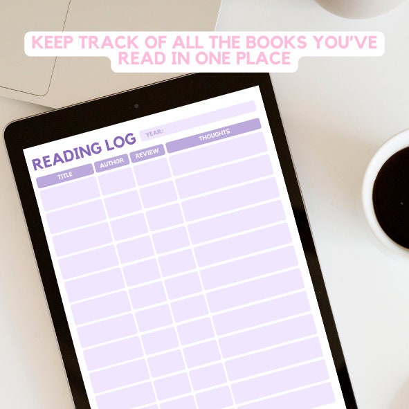 Reading Log Planner Printable, Digital Book Review Template, Novel ...