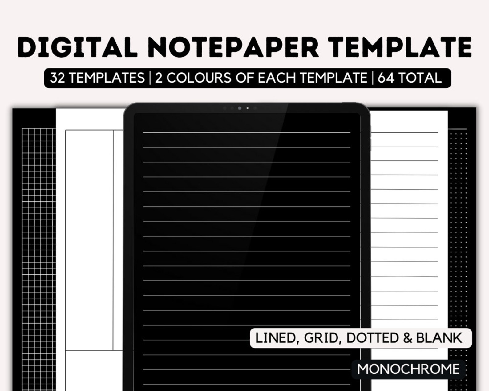 Aesthetic Note Taking Template, Digital Notepaper for Goodnotes ...