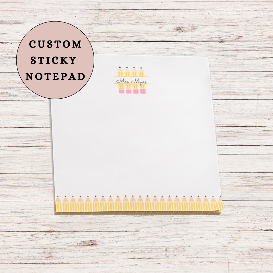 Personalized Pencil Sticky Notes Custom Teacher Gift, Unique Office ...