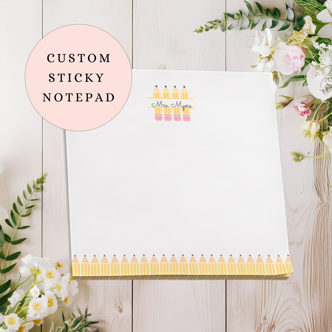 Custom Pencil Border Frame Post-it Notes Personalized Sticky Notes ...