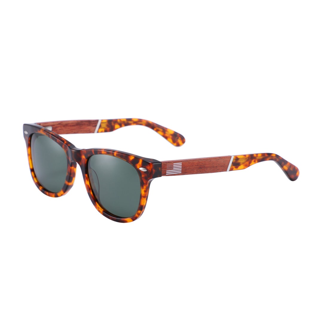 Patriotic Flag Natural Wood & Tortoise Shell Sunglasses - Etsy