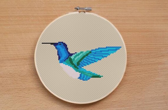 Blue Hummingbird Cross Stitch Pattern Pretty Bird Cross | Etsy